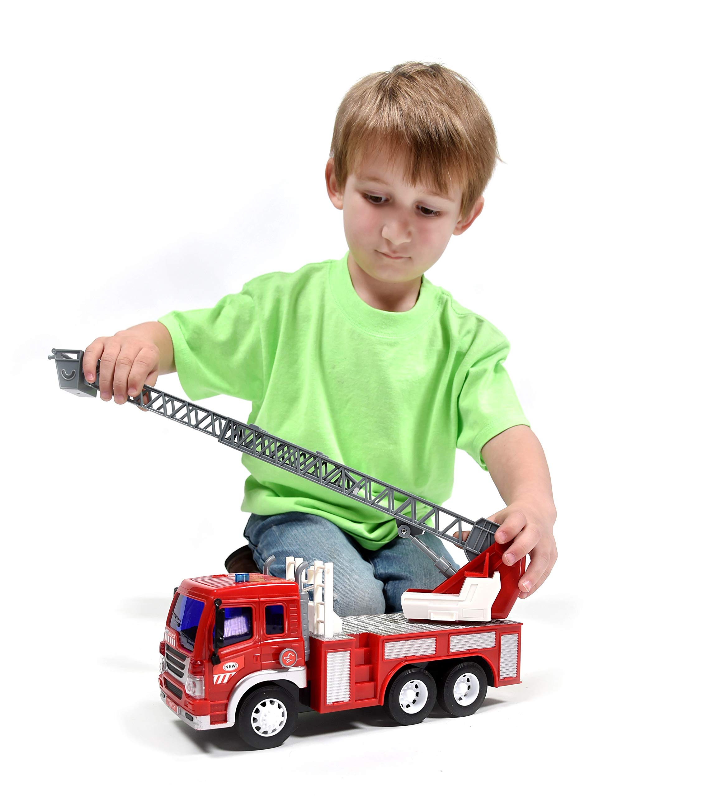 Sunny Days Entertainment Maxx Action Mini Rescue Vehicle Toy Fire Truck with Extention Ladder and Push Button Lights and Sounds (Colors and Style Purchased May Vary)