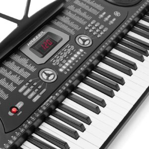 Hamzer 61-Key Digital Music Piano Keyboard - Portable Electronic Musical Instrument - with Microphone and Sticker Sheet