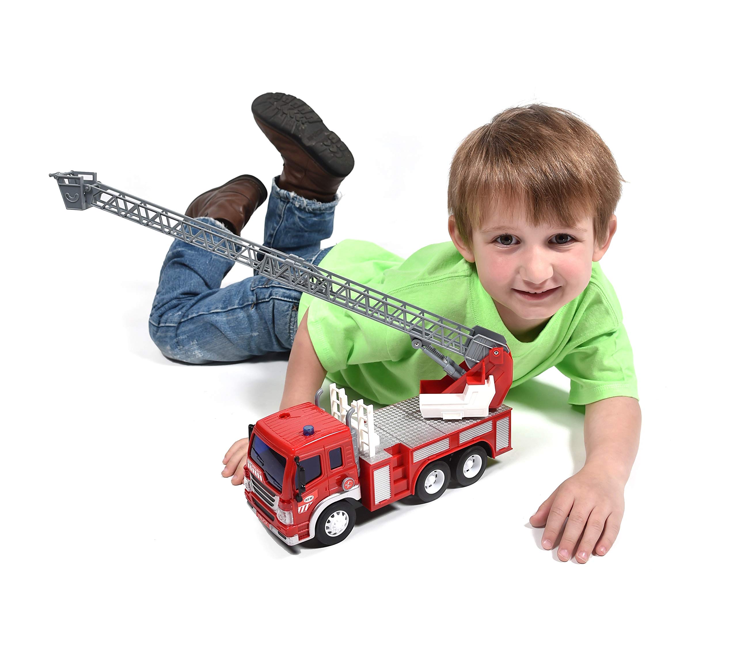 Sunny Days Entertainment Maxx Action Mini Rescue Vehicle Toy Fire Truck with Extention Ladder and Push Button Lights and Sounds (Colors and Style Purchased May Vary)