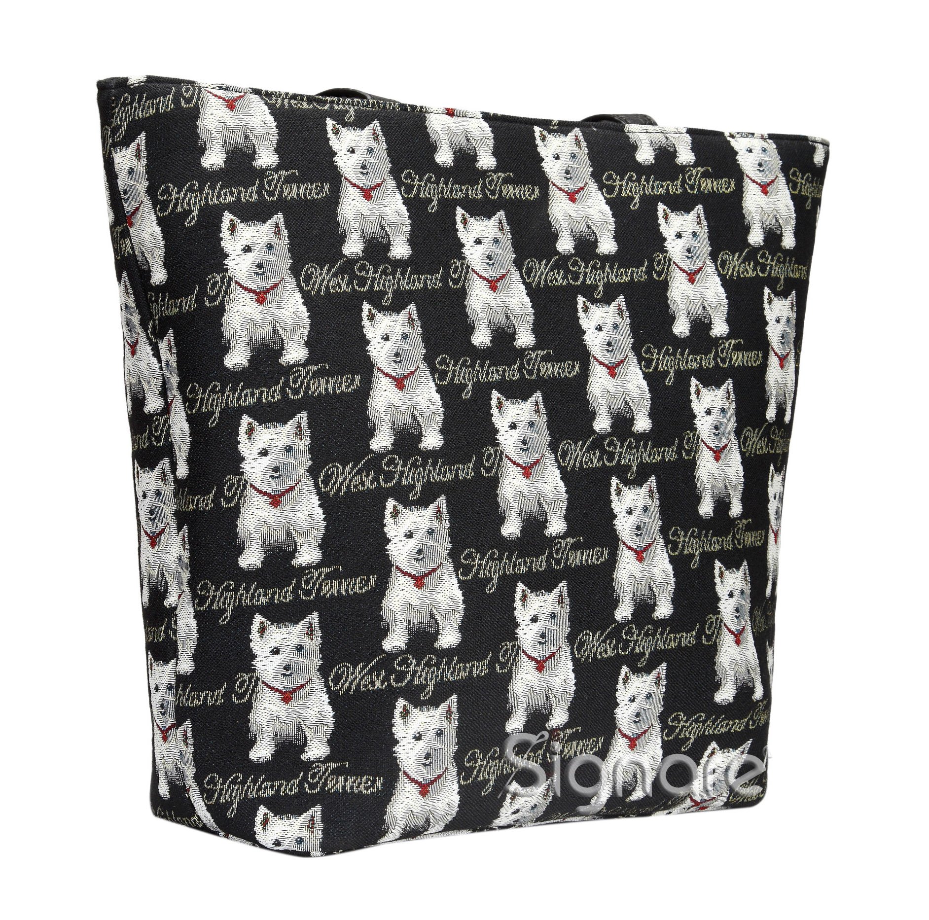 Signare Tapestry Shoulder Bag Tote Bag for Women with Black & White Westie Dog Design (SHOU-WES)