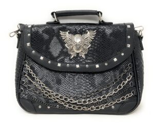 texas west premium rhinestone studded skull bling boston bag in 2 colors (black)