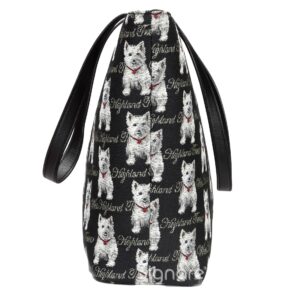 Signare Tapestry Shoulder Bag Tote Bag for Women with Black & White Westie Dog Design (SHOU-WES)