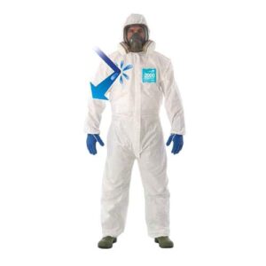 ansell healthcare wh20-b-92-177-05 microchem by alphatec series 2000 comfort coverall with collar, breathable sms back panel, x-large, white (pack of 25)