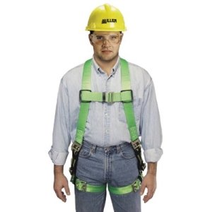 miller by honeywell 493-p950-4/ugn duraflex harness with cushioned tubular webbing in shoulder straps, sliding back d-ring, tongue buckle leg straps and mating buckle chest strap