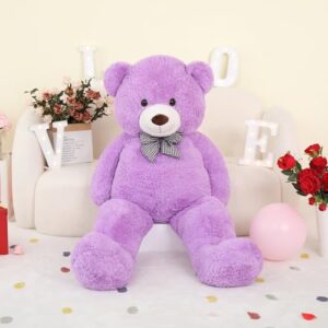 MorisMos Giant Teddy Bear Purple, Big Teddy Bear Stuffed Animals Plush for Girlfriend Kids Christmas Valentine's Day Birthday, 47 Inches