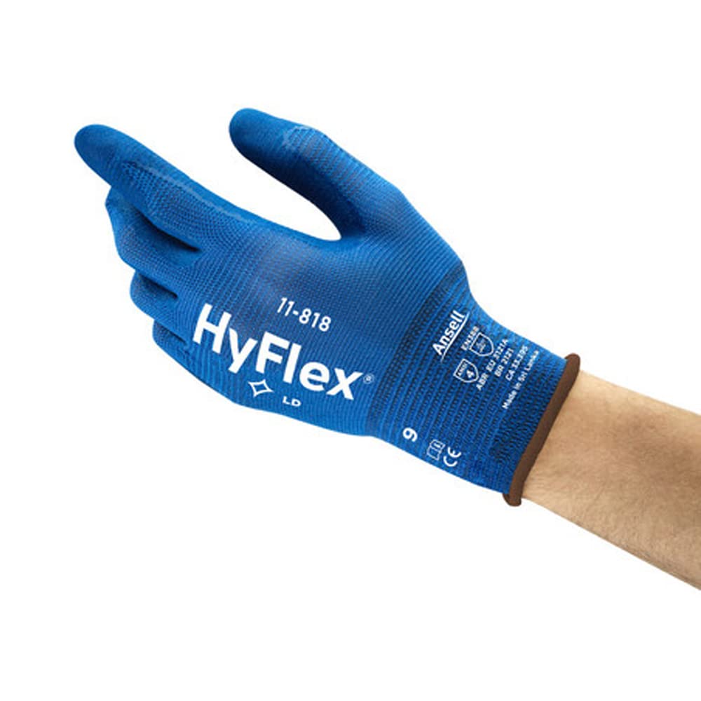 Ansell Healthcare 111717 Series 11-818 HyFlex Light Nitrile Duty FORTIX Foam Glove, Size 10, Blue (Pack of 144)