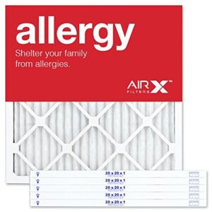 airx allergy 20x20x1 merv 11 pleated air filter - made in the usa - box of 6 , white