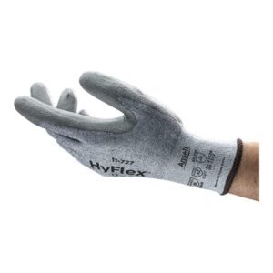 Ansell Healthcare 163836 Series 11-727 HPPE HyFlex Glove, Nylon and Lycra, Knitwrist Cuff, 15 Gauge, Size 6, Gray Liner with a Polyurethane Palm Coat (Pack of 144)