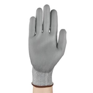 Ansell Healthcare 163837 Series 11-727 HPPE HyFlex Glove, Nylon and Lycra, Knitwrist Cuff, 15 Gauge, Size 7, Gray Liner with a Polyurethane Palm Coat (Pack of 144)