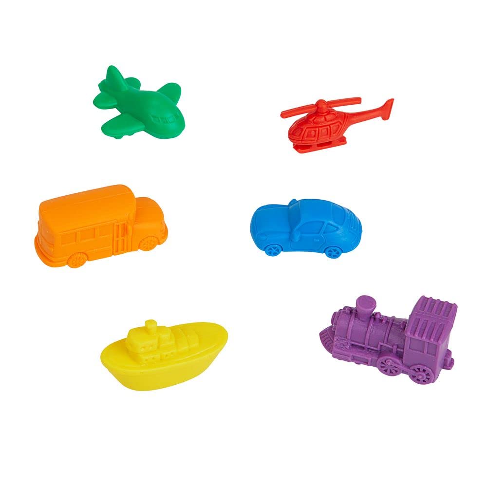 Excellerations Math Manipulatives Set of 72 Transportation Vehicle Counters 1-1/2 inches -2 inches, STEM Educational Toys for Mathematics, Preschool (Item # TRANSCT)