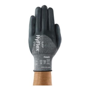 ansell healthcare 11537090 series 11-537 hyflex hppe glove, 3/4" dipped, 18 gauge, size 9, cool gray (pack of 144)