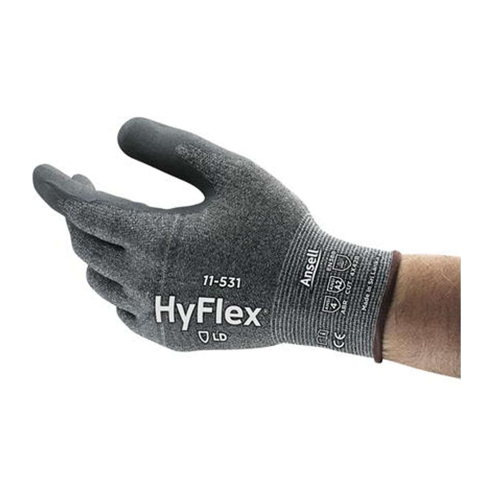 Ansell Healthcare 11531070 Series 11-531 HyFlex HPPE Glove, Palm Coated with a Spandex Polyester Knitwrist, 18 Gauge, Size 7 (Pack of 144)