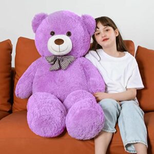 MorisMos Giant Teddy Bear Purple, Big Teddy Bear Stuffed Animals Plush for Girlfriend Kids Christmas Valentine's Day Birthday, 47 Inches