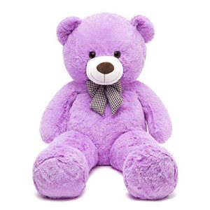 morismos giant teddy bear purple, big teddy bear stuffed animals plush for girlfriend kids christmas valentine's day birthday, 47 inches