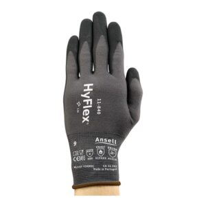 ansell healthcare 113041 series 11-840 hyflex light nitrile duty fortix foam glove, size 11, gray (pack of 144)