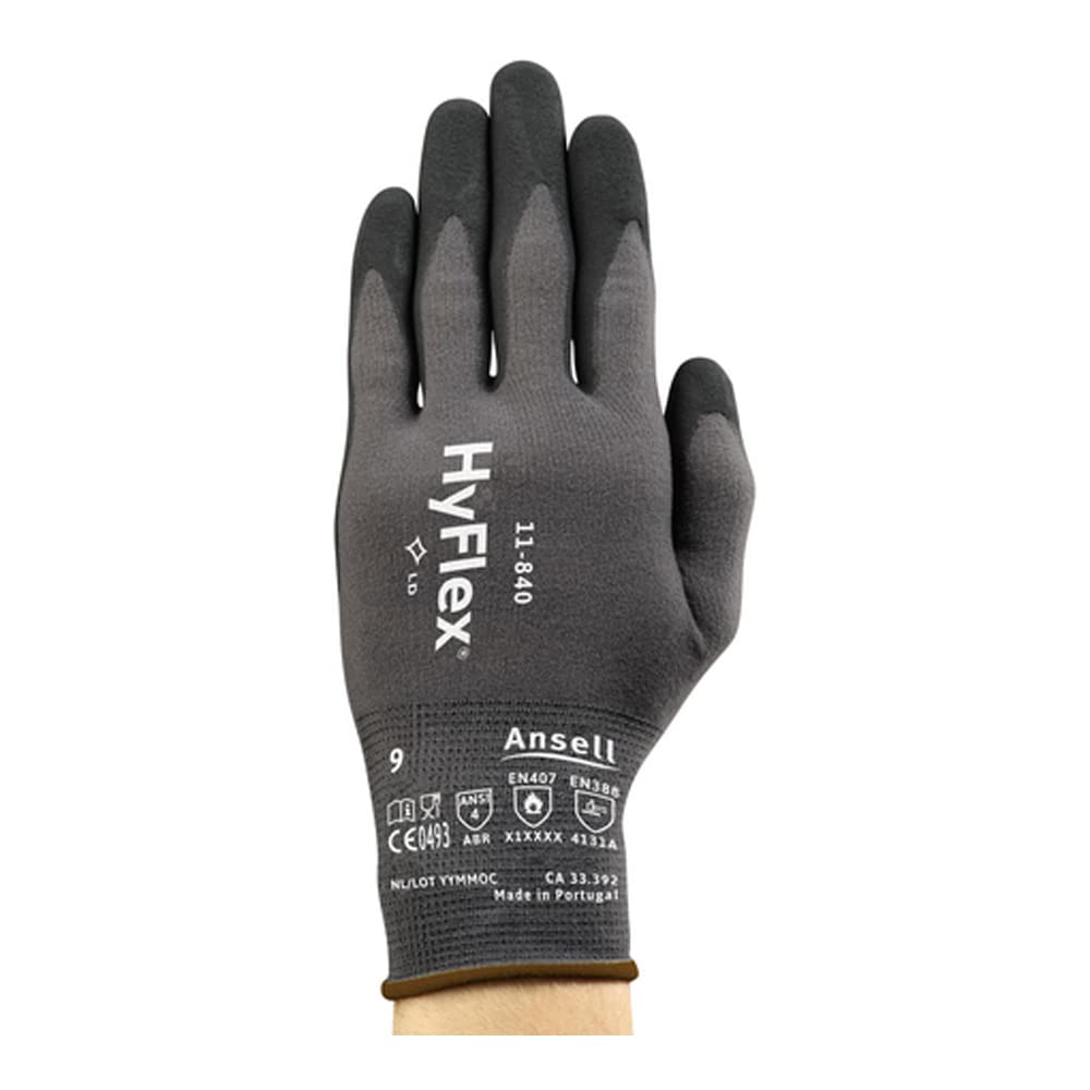 Ansell Healthcare 113041 Series 11-840 HyFlex Light Nitrile Duty FORTIX Foam Glove, Size 11, Gray (Pack of 144)