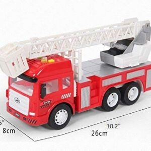 FUNERICA Fire Truck Toy with Flashing Lights, 4 Siren Sounds, Extending Rescue Ladder, Friction Strong Powered Firetruck Engine, Best Firefighter Playset Birthday Gift for Toddlers, Kids, Boys, Girls