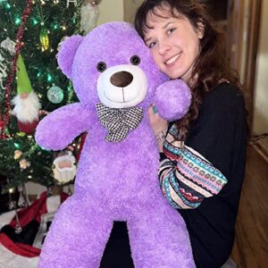 MorisMos Giant Teddy Bear Purple, Big Teddy Bear Stuffed Animals Plush for Girlfriend Kids Christmas Valentine's Day Birthday, 47 Inches