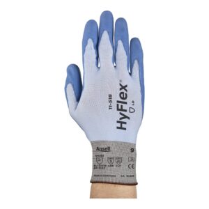 ansell healthcare 111711 series 11-518 hyflex polyurethane light duty cut resistant glove, size 10, blue (pack of 144)