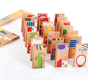 gracesdawn 28 pcs of educational wooden toy domino animal puzzles kids game gift