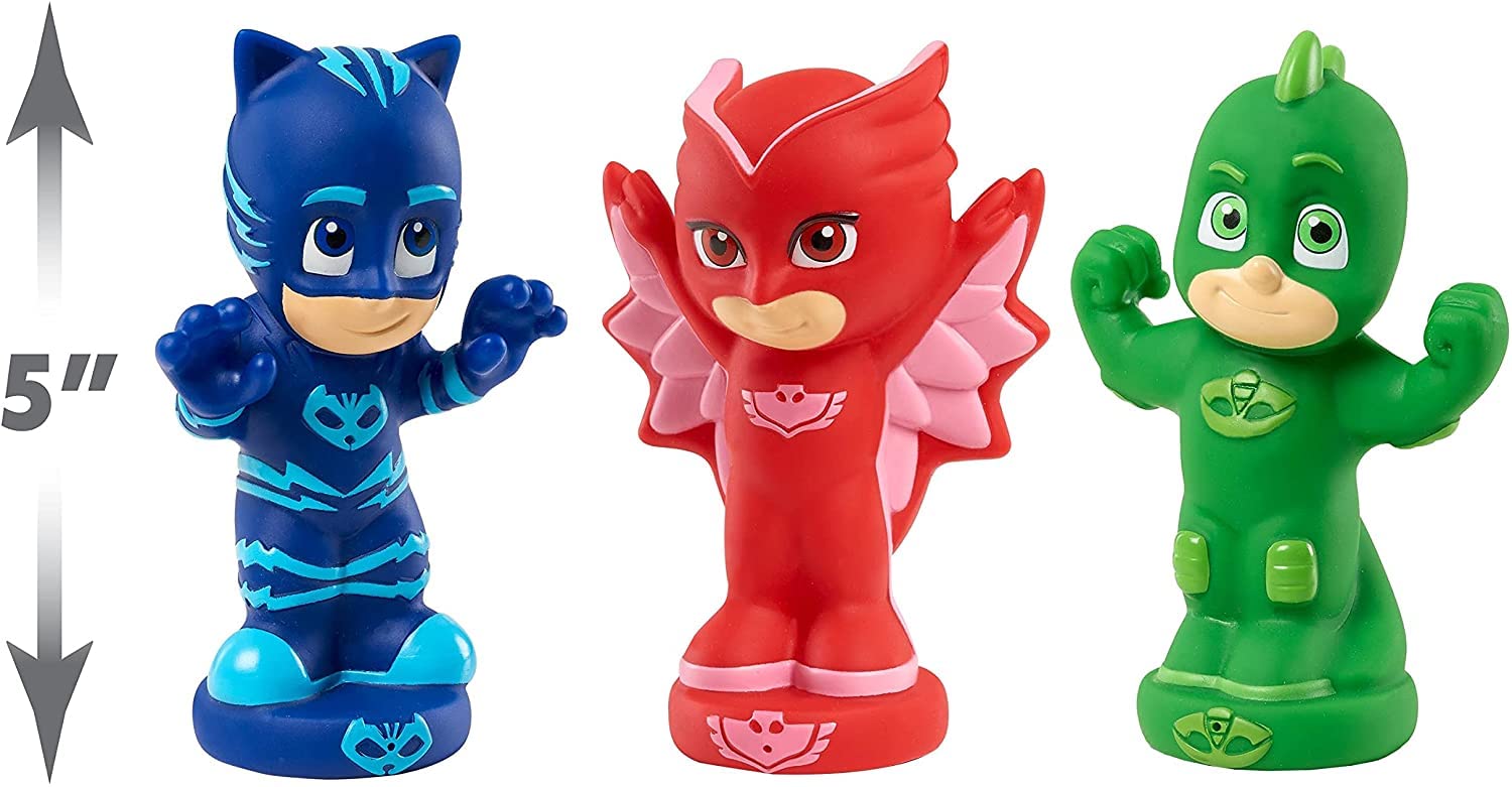 PJ Masks Bath Toy Set, Includes 7-inch Catboy, Gekko, and Owlette Water Toys for Kids, Kids Toys for Ages 3 Up by Just Play