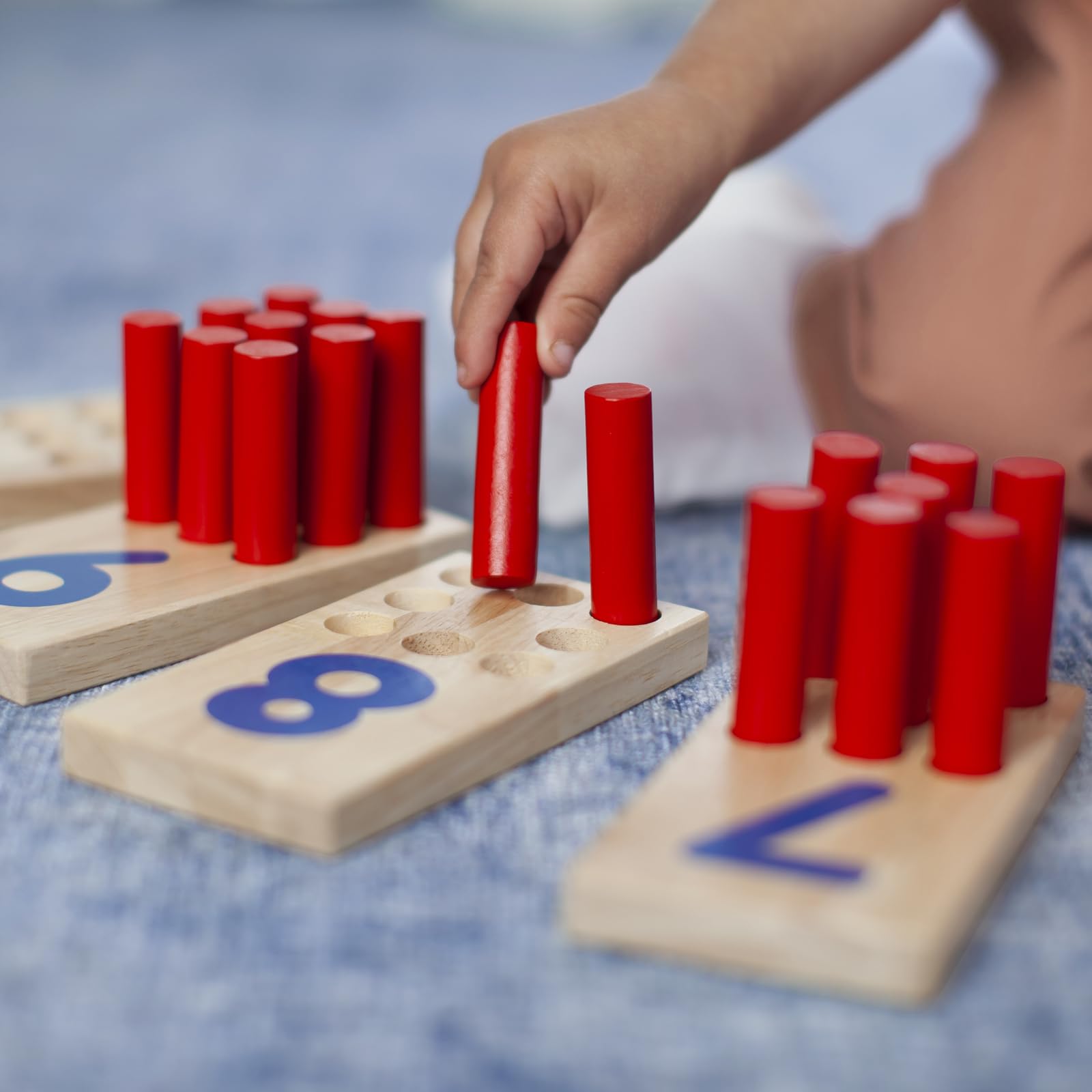 Excellerations Peg Number Board | Included: 10 Rubberwood Boards + 55 Wood Pegs + Storage Bag | Montessori Math Materials, Learning Manipulatives, Counting for Kids, Reggio Emilia Classroom Essentials