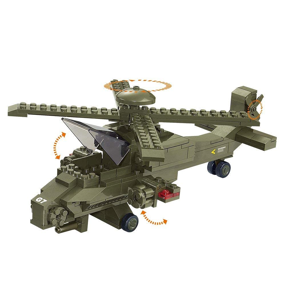 Sluban M38-B0309 Amphibious Onrush Blocks Army Bricks Toy-K-1 Tank and Hind Helicopter and Hummer Squad Car