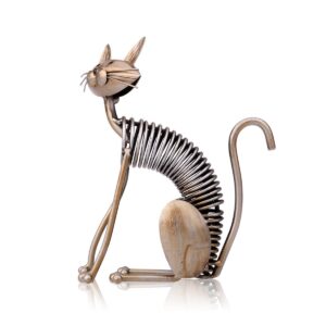 tooarts metal sculpture iron art cat spring handicraft crafting home decoration furnishing craft