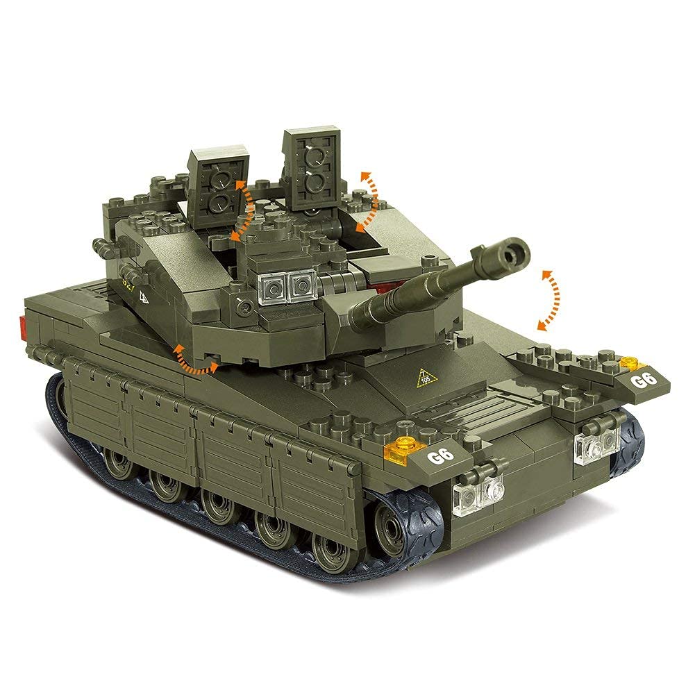 Sluban M38-B0309 Amphibious Onrush Blocks Army Bricks Toy-K-1 Tank and Hind Helicopter and Hummer Squad Car