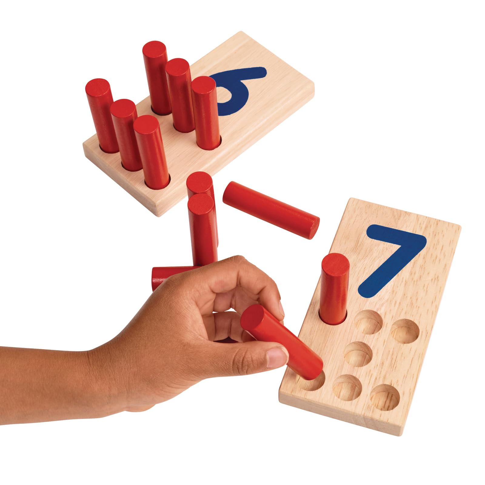 Excellerations Peg Number Board | Included: 10 Rubberwood Boards + 55 Wood Pegs + Storage Bag | Montessori Math Materials, Learning Manipulatives, Counting for Kids, Reggio Emilia Classroom Essentials