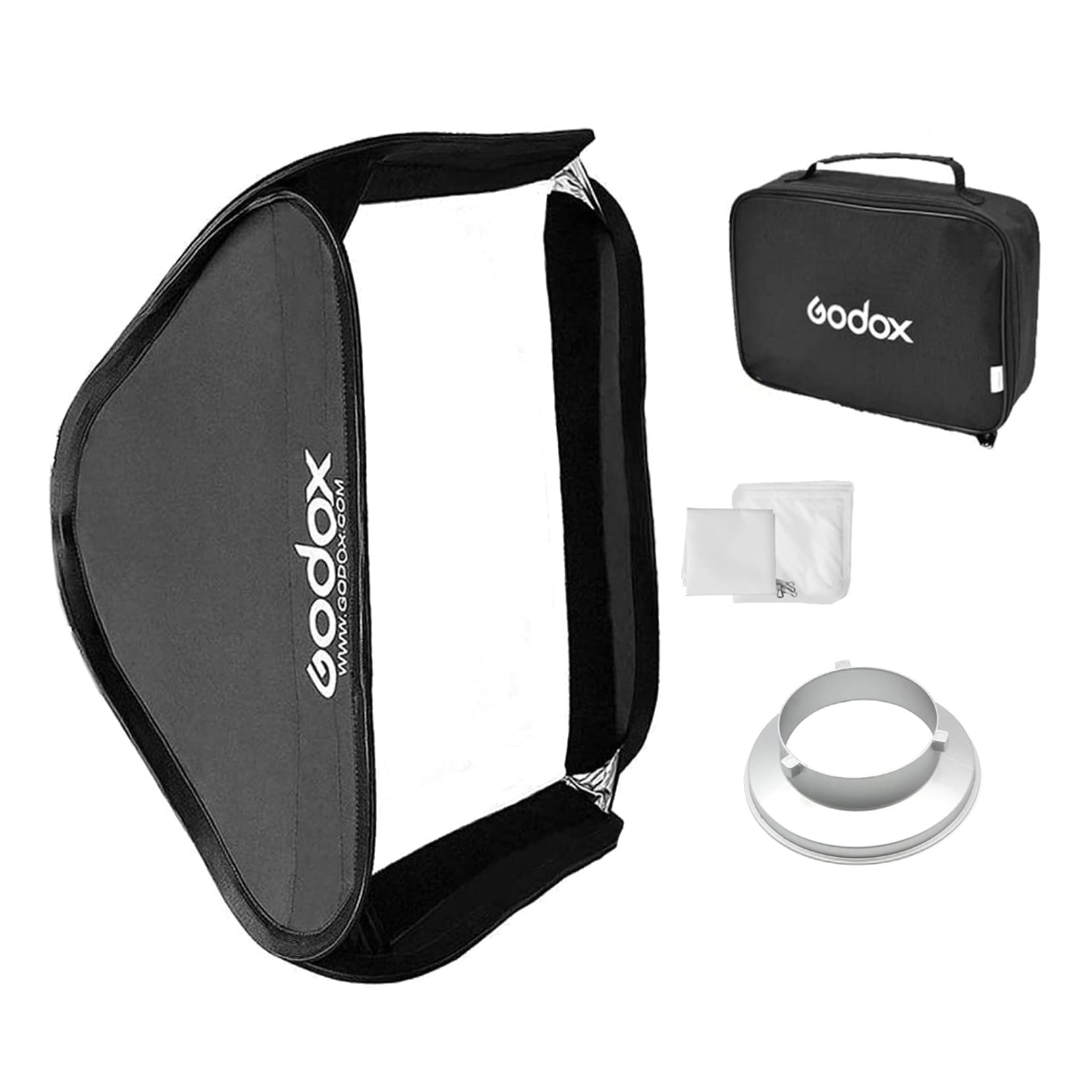 Godox Softbox 60cm x 60cm Portable Collapsible Softbox with Quick Release Bowens Mount Speedring Adapter for Studio Photography - 24" x 24"