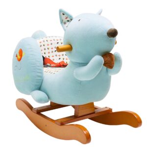 labebe - baby rocking horse, kids ride on toy, wooden riding horse for 6 months up boy&girl, toddler/child outdoor&indooor toy rocker, plush stuffed animal rocker chair, infant gift - blue squirrel