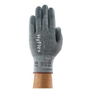 ansell healthcare 11531060 series 11-531 hyflex hppe glove, palm coated with a spandex polyester knitwrist, 18 gauge, size 6 (pack of 144)