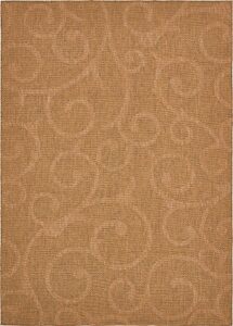 unique loom outdoor botanical collection area rug - vine (8' x 11' 4" rectangle, brown/ beige)