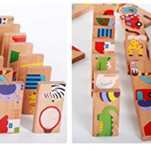 GracesDawn 28 Pcs of Educational Wooden Toy Domino Animal Puzzles Kids Game Gift