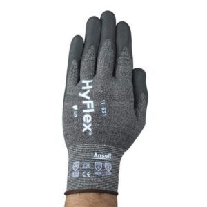 ansell healthcare 11531090 series 11-531 hyflex hppe glove, palm coated with a spandex polyester knitwrist, 18 gauge, size 9 (pack of 144)