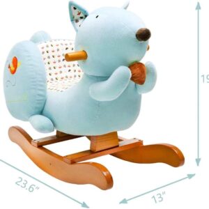 labebe - Baby Rocking Horse, Kids Ride on Toy, Wooden Riding Horse for 6 Months Up Boy&Girl, Toddler/Child Outdoor&Indooor Toy Rocker, Plush Stuffed Animal Rocker Chair, Infant Gift - Blue Squirrel