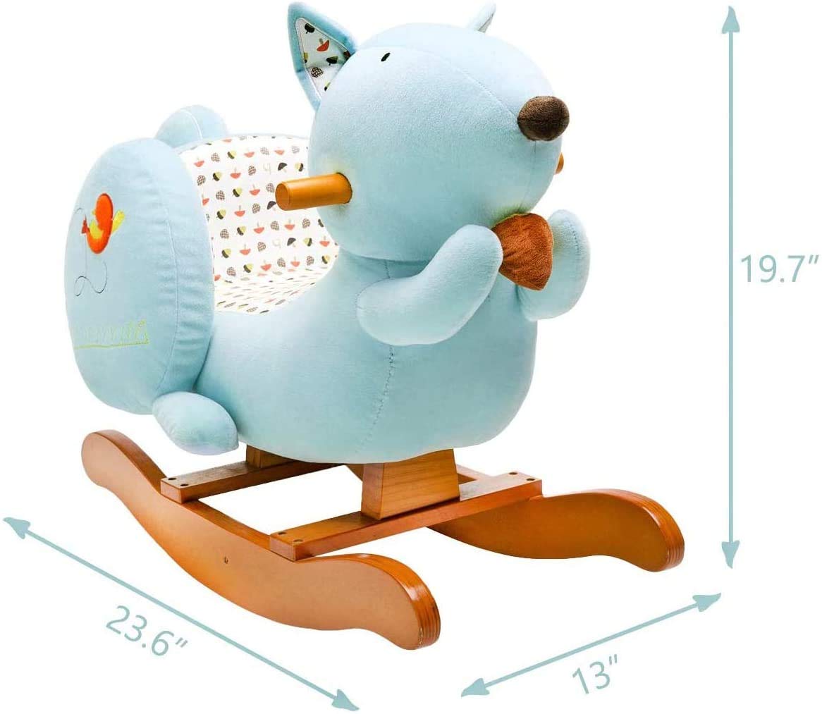 labebe - Baby Rocking Horse, Kids Ride on Toy, Wooden Riding Horse for 6 Months Up Boy&Girl, Toddler/Child Outdoor&Indooor Toy Rocker, Plush Stuffed Animal Rocker Chair, Infant Gift - Blue Squirrel