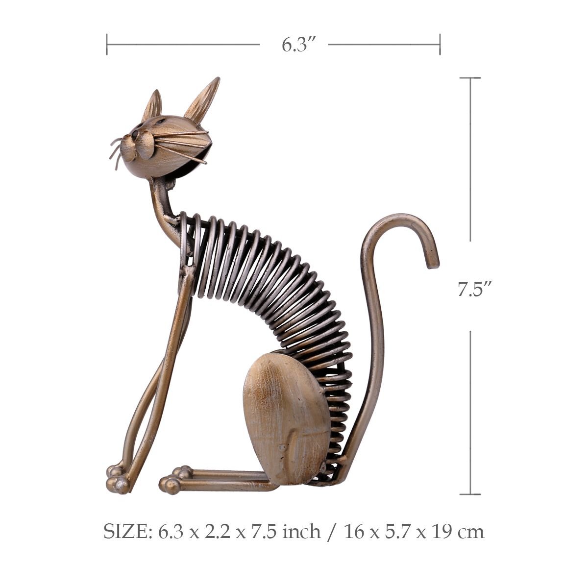 Tooarts Metal Sculpture Iron Art Cat Spring Handicraft Crafting Home Decoration Furnishing Craft