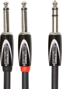 roland black series interconnect cable, 1/4-inch trs (male) to dual 1/4-inch, 10-feet