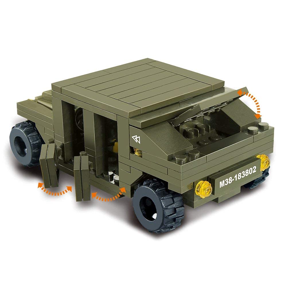 Sluban M38-B0309 Amphibious Onrush Blocks Army Bricks Toy-K-1 Tank and Hind Helicopter and Hummer Squad Car