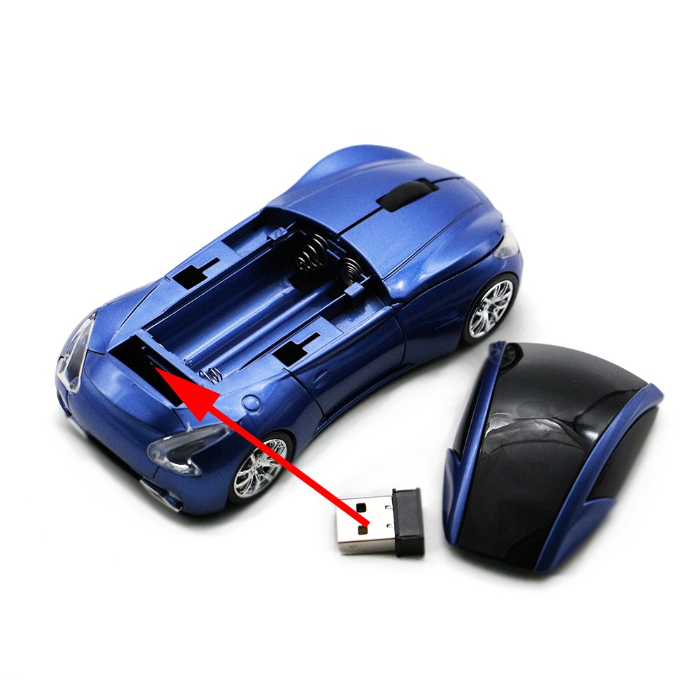 MGbeauty Sports Car Mouse Wireless Mouse Computer Mice Laptop Optical Gaming Mouse for PC MAC(Blue)