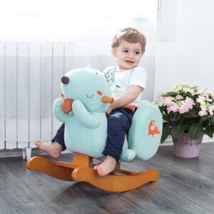 labebe - Baby Rocking Horse, Kids Ride on Toy, Wooden Riding Horse for 6 Months Up Boy&Girl, Toddler/Child Outdoor&Indooor Toy Rocker, Plush Stuffed Animal Rocker Chair, Infant Gift - Blue Squirrel