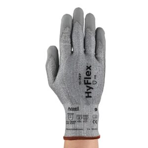 Ansell Healthcare 163837 Series 11-727 HPPE HyFlex Glove, Nylon and Lycra, Knitwrist Cuff, 15 Gauge, Size 7, Gray Liner with a Polyurethane Palm Coat (Pack of 144)