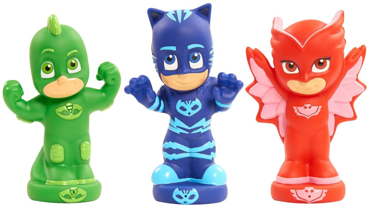 PJ Masks Bath Toy Set, Includes 7-inch Catboy, Gekko, and Owlette Water Toys for Kids, Kids Toys for Ages 3 Up by Just Play