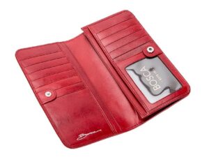 bosca women's old leather 7" clutch wallet (brick red)