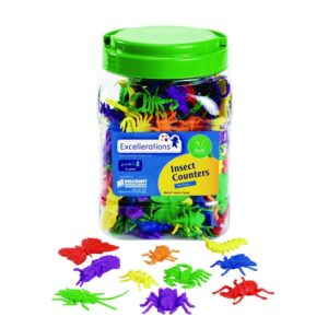 excellerations math manipulatives set of 144 bug counters 1-1/2 inches -2 inches, stem educational toy for mathematics, preschool (item # buggy)