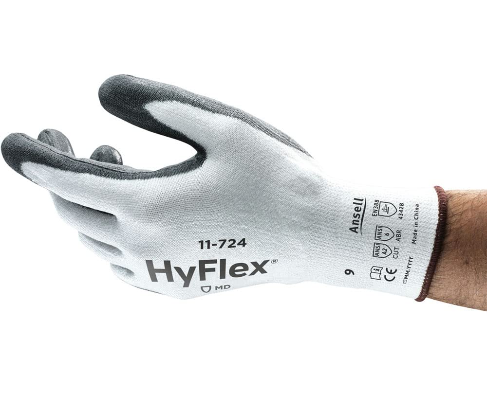 Ansell Healthcare 163833 Series 11-724 HyFlex Palm Dipped Medium Duty Glove, 13 Gauge, Size 9 (Pack of 144)