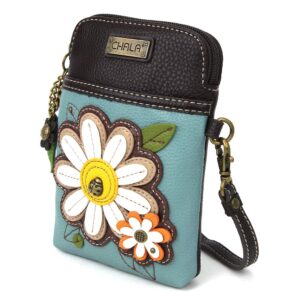 chala daisy crossbody cell phone purse | women's wristlet handbags with adjustable strap (daisy_teal)