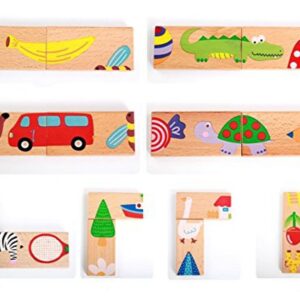 GracesDawn 28 Pcs of Educational Wooden Toy Domino Animal Puzzles Kids Game Gift